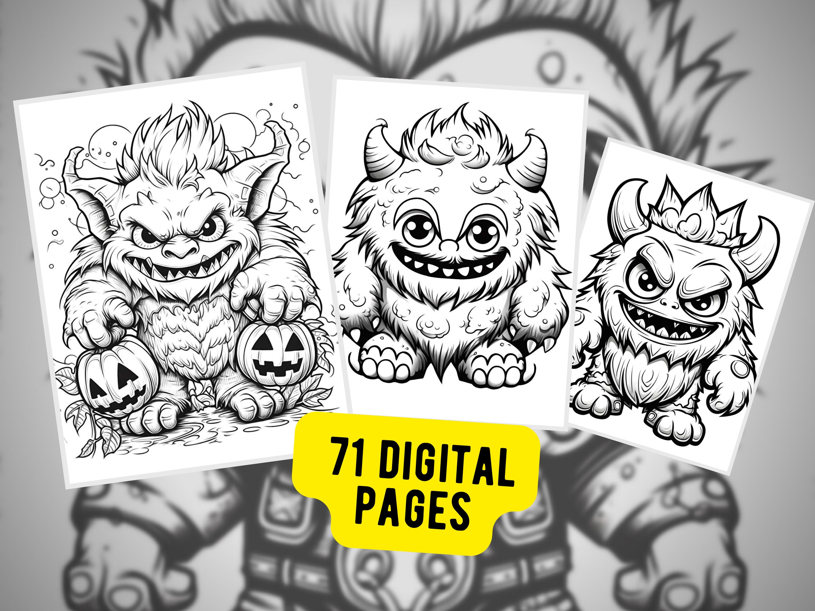 71 Pages Creepy Monsters Coloring Cute Monster to Color Cute - Etsy