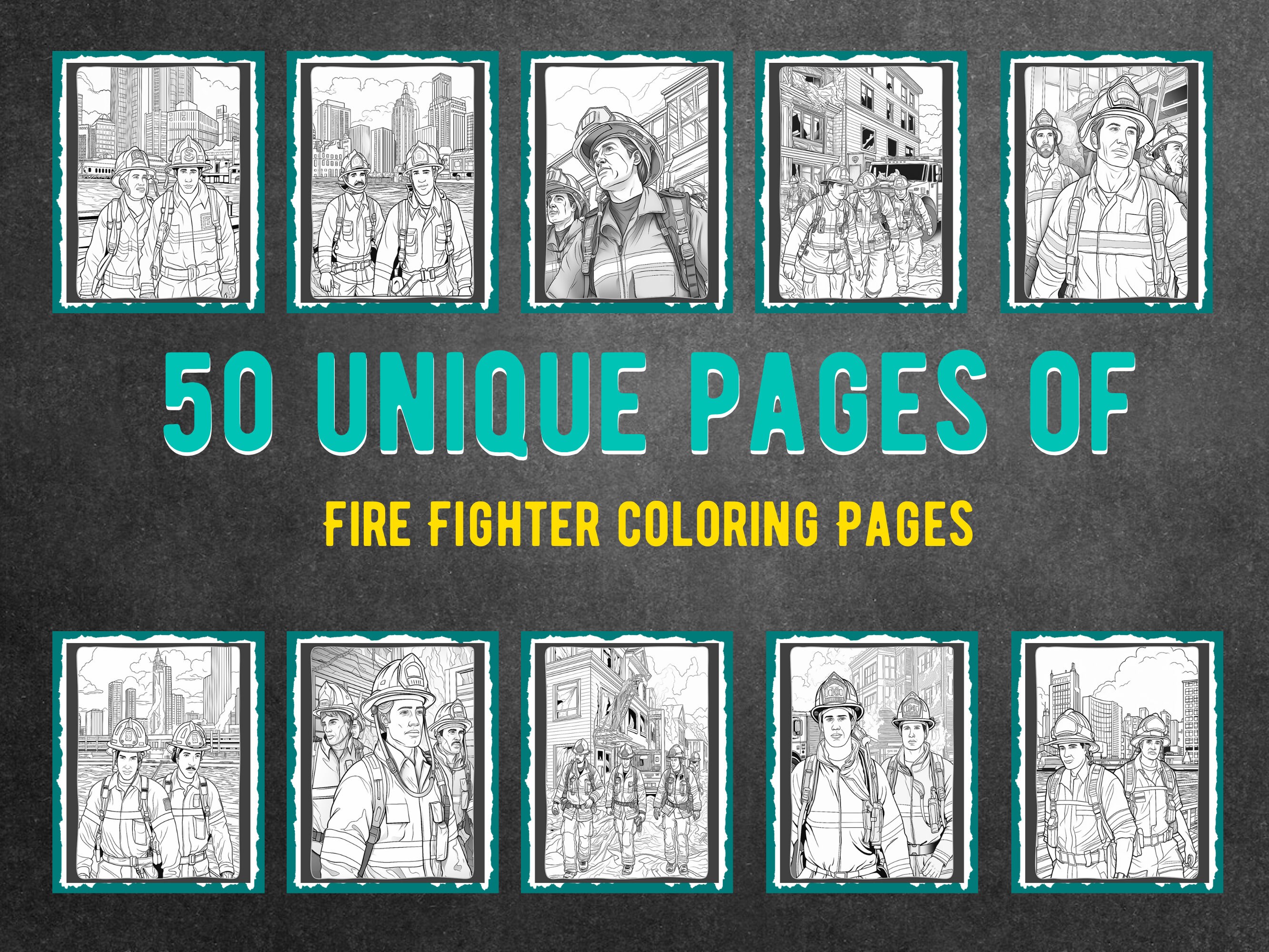 50 Firefighter Coloring Pages, Printable PDF Instant Download ...