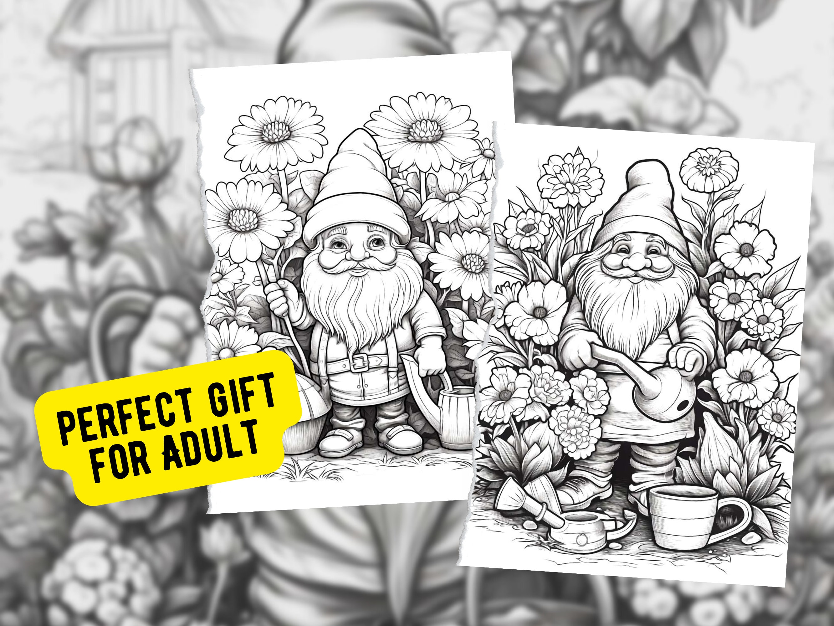 Gnomes Floral Instant Download Printable Digital Coloring for Kids, 71 ...