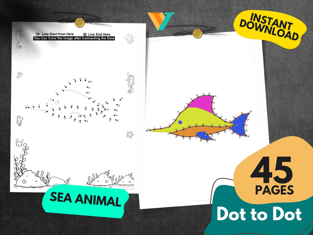 Ultimate Sea Animals Connect Dot Printables Color Book for Boys, Girls ...