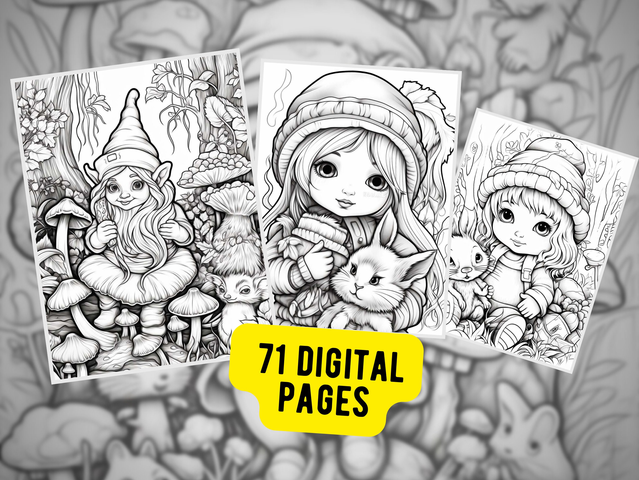 71 Cute Woodland Fairy Coloring Book, Adults Kids Instant Download ...