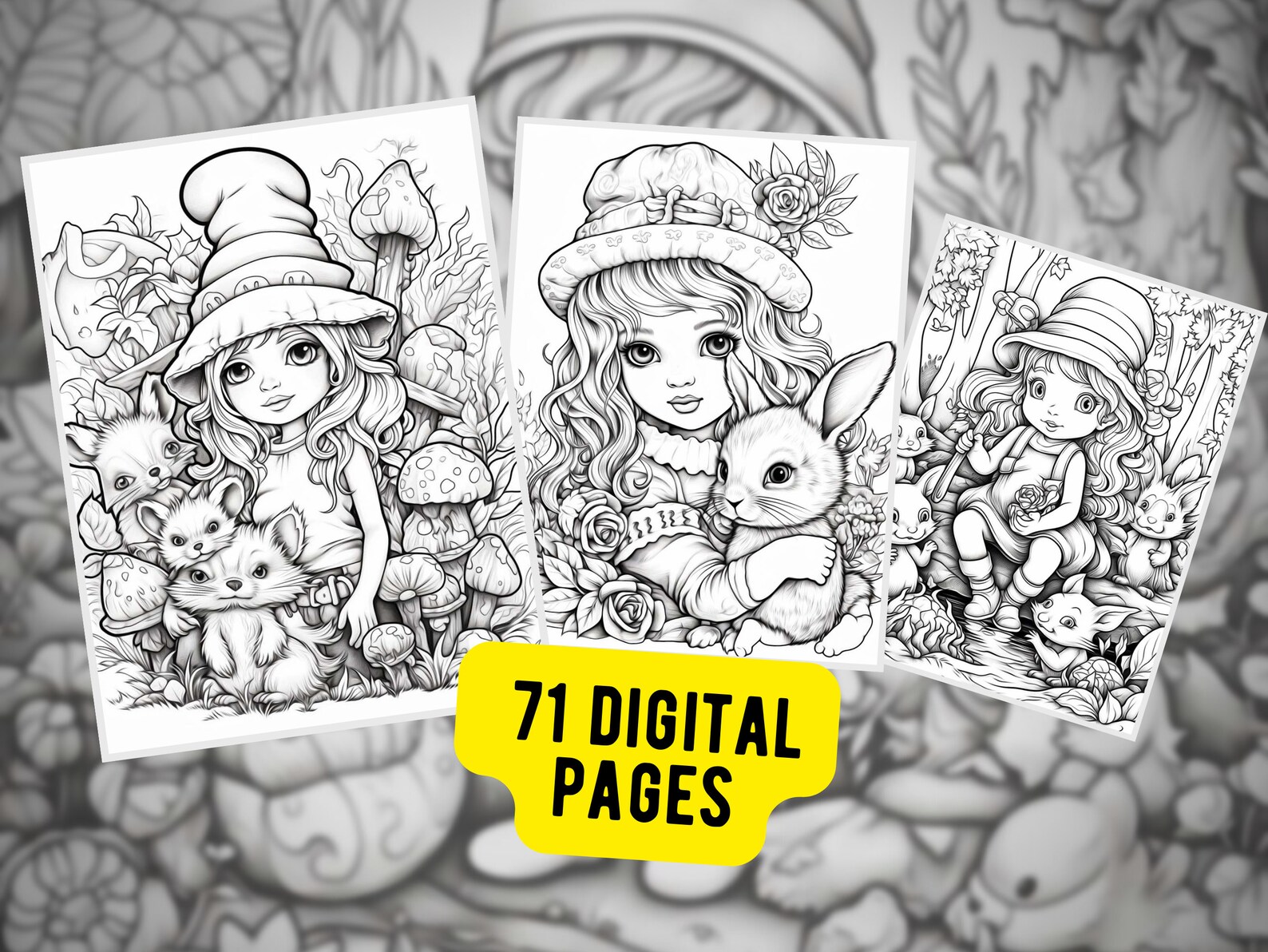 71 Cute Woodland Fairy Coloring Book Adults Kids Instant - Etsy