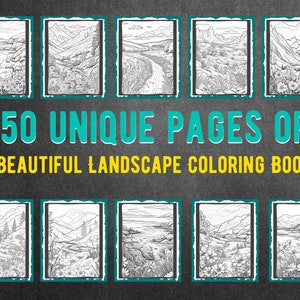 50 Beautiful Landscape Coloring Pages, Instant Download, Nature ...