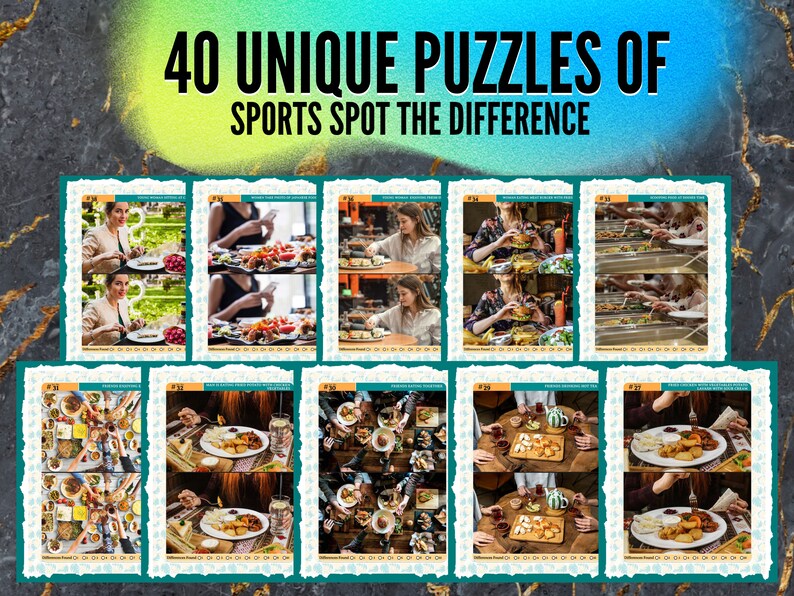 Restaurant Spot the Difference Printable PDF Pages, Cafe Diner Find ...