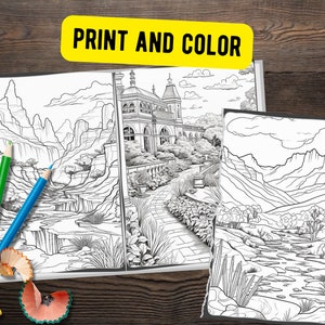50 Beautiful Landscape Coloring Pages, Instant Download, Nature ...
