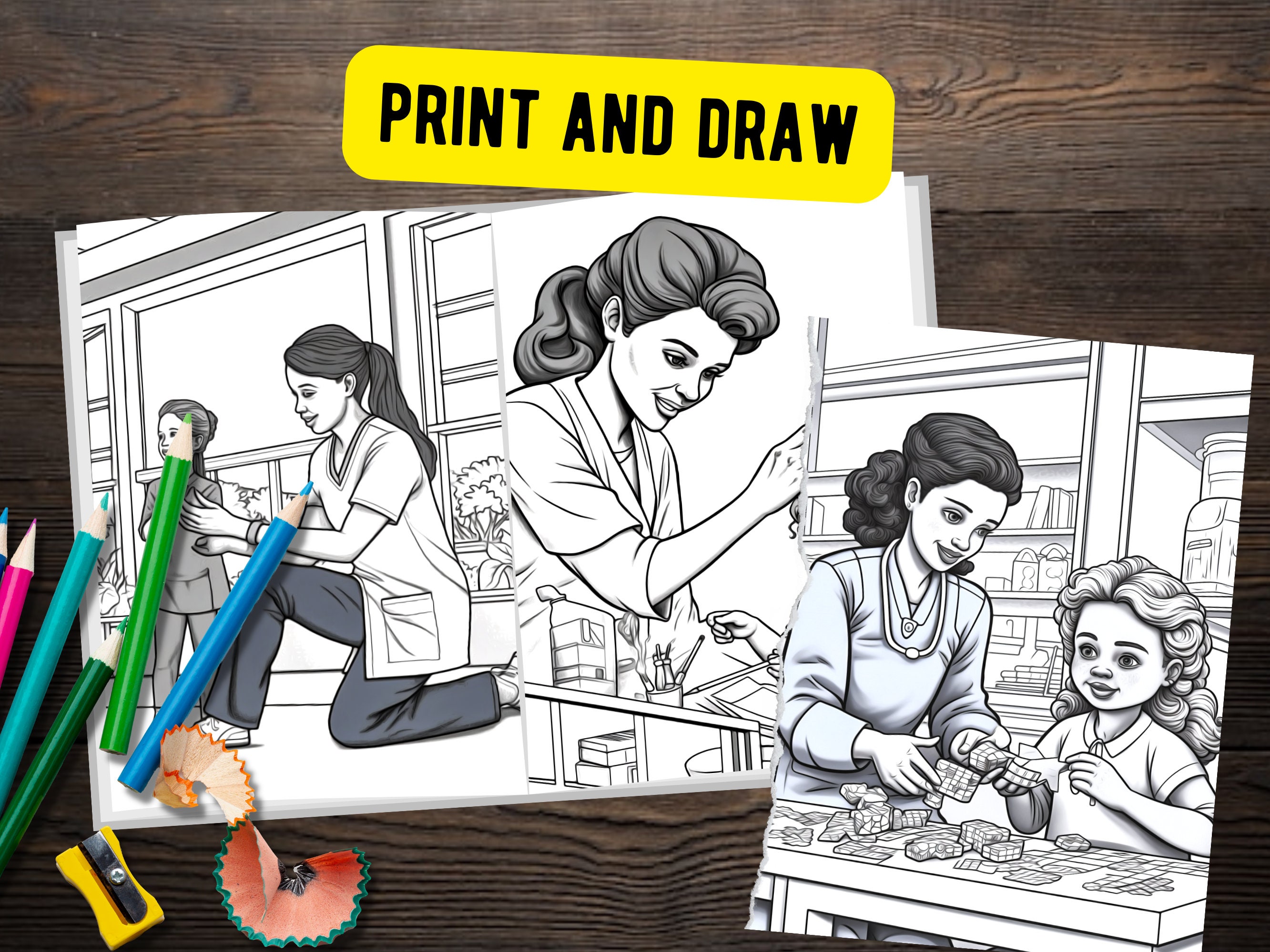 Medical Nurse Hospital Nursing 50 Coloring Pages Part 3 Instant ...