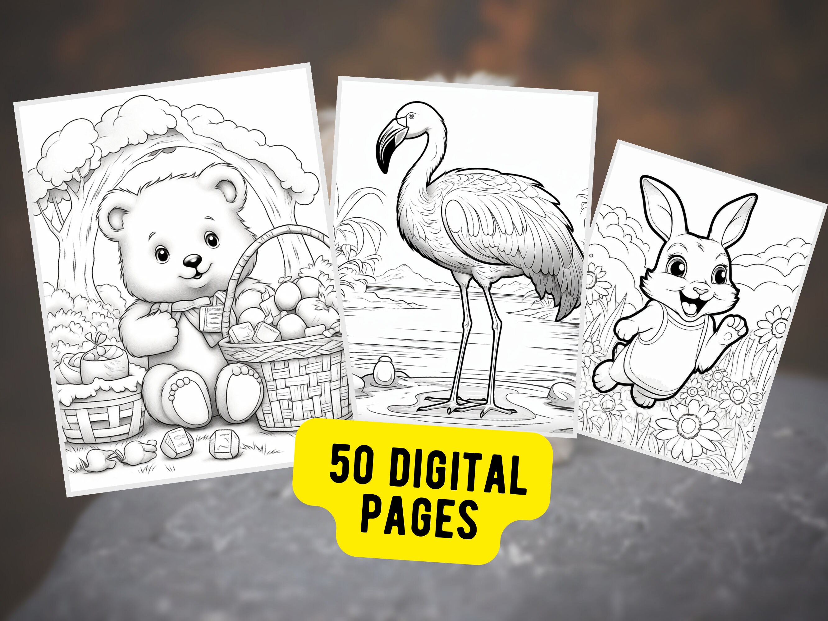 50 Pages Cute Animal Coloring Page, Meditation Calming Coloring Pages ...