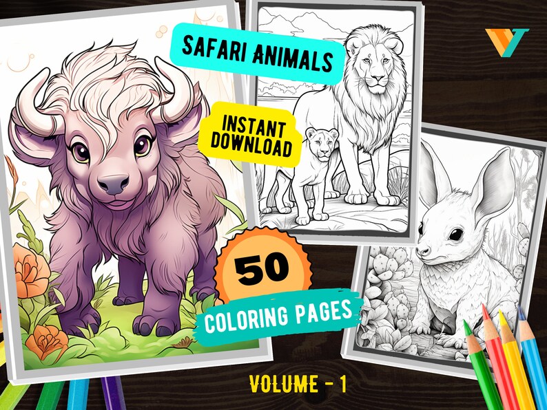 50 Safari Animals Coloring Pages Printable PDF, Wildlife Animals ...