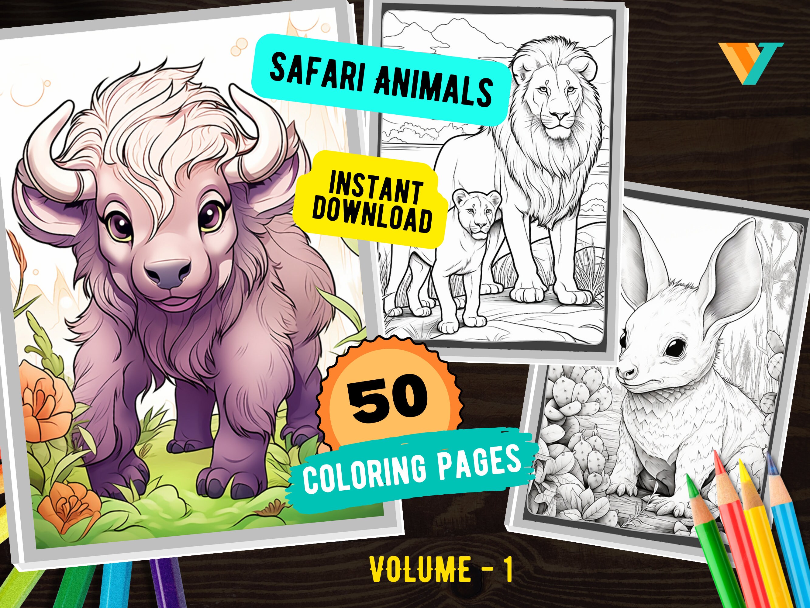 50 Safari Animals Coloring Pages Printable PDF, Wildlife Animals ...