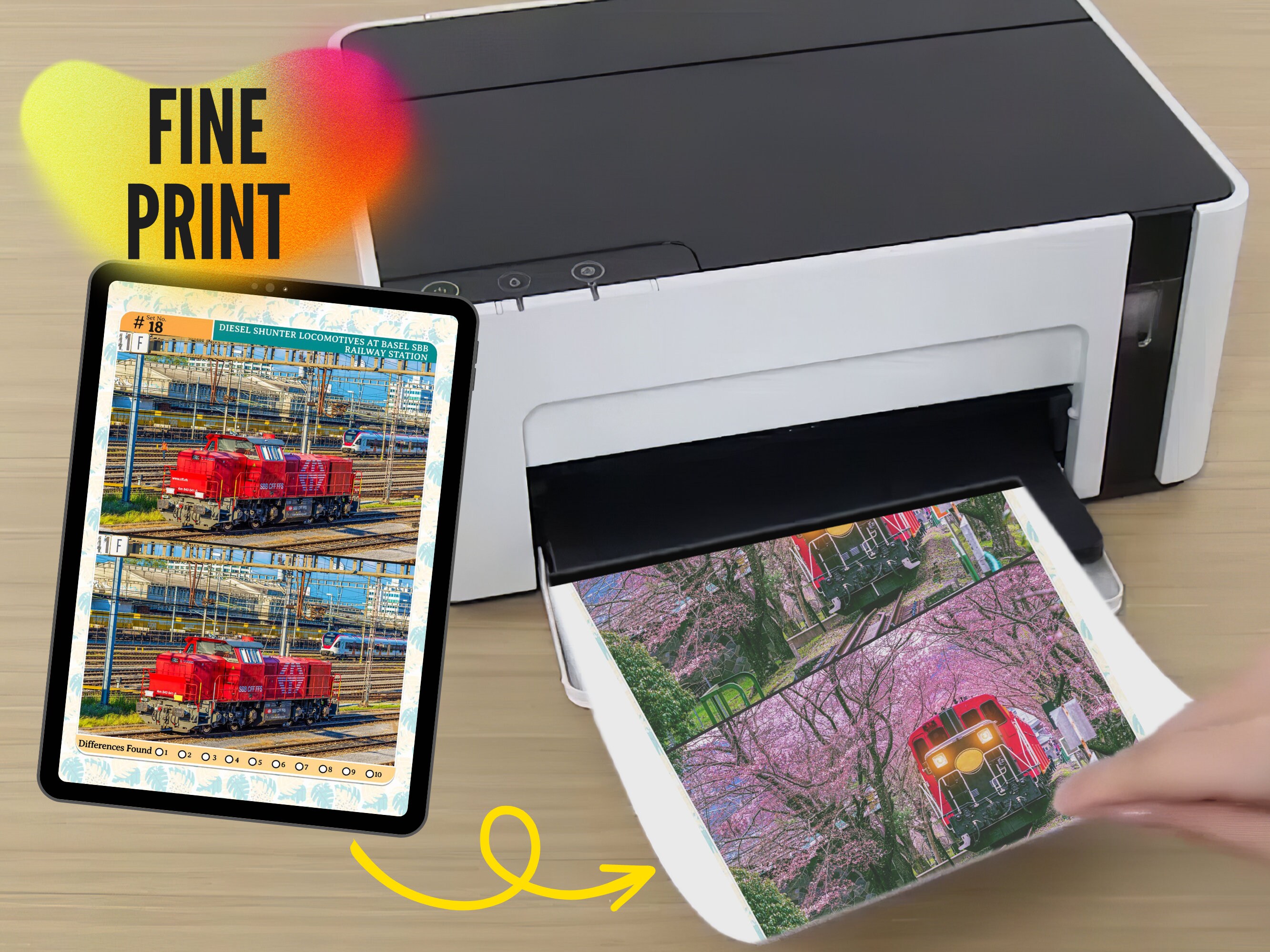 Train Spot the Difference Printable Pages, Find the Difference Instant ...