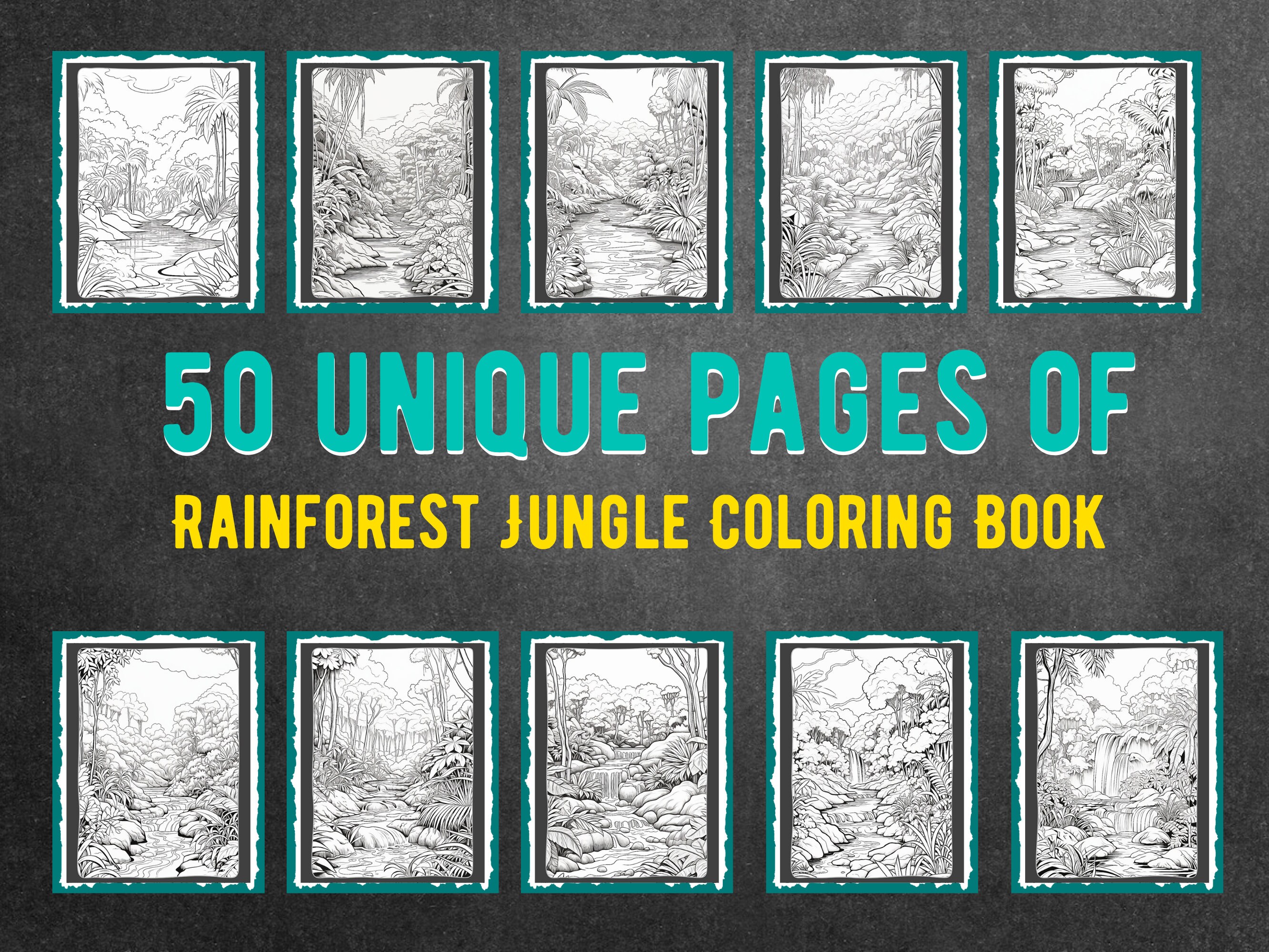 50 Rainforest Jungle Scenery Coloring Pages Instant Download, Kids ...