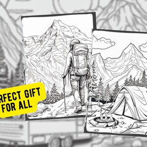 50 Camping Trip Adventure Coloring Pages Printable PDF, Hiking Coloring ...