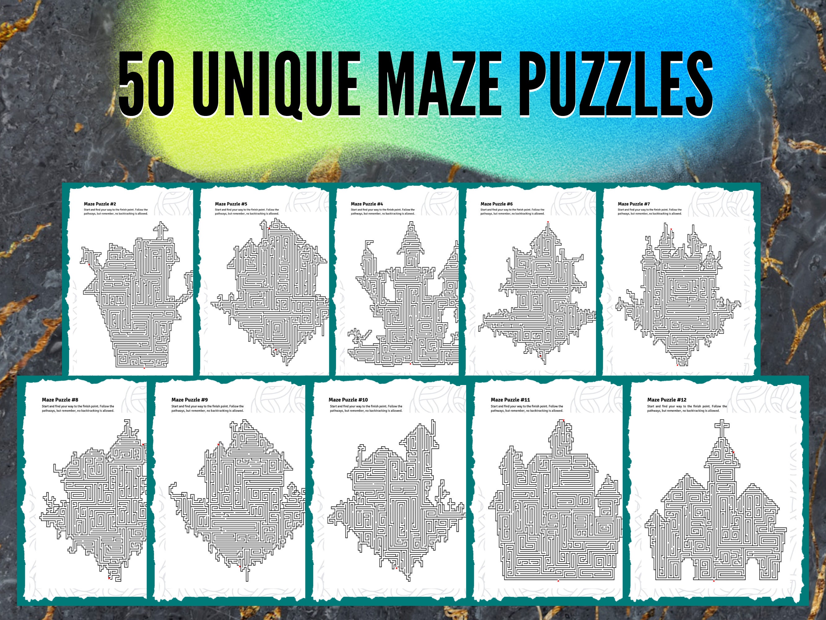 50 Haunted House Maze Puzzle Pages With Solutions, Halloween Themed Fun ...