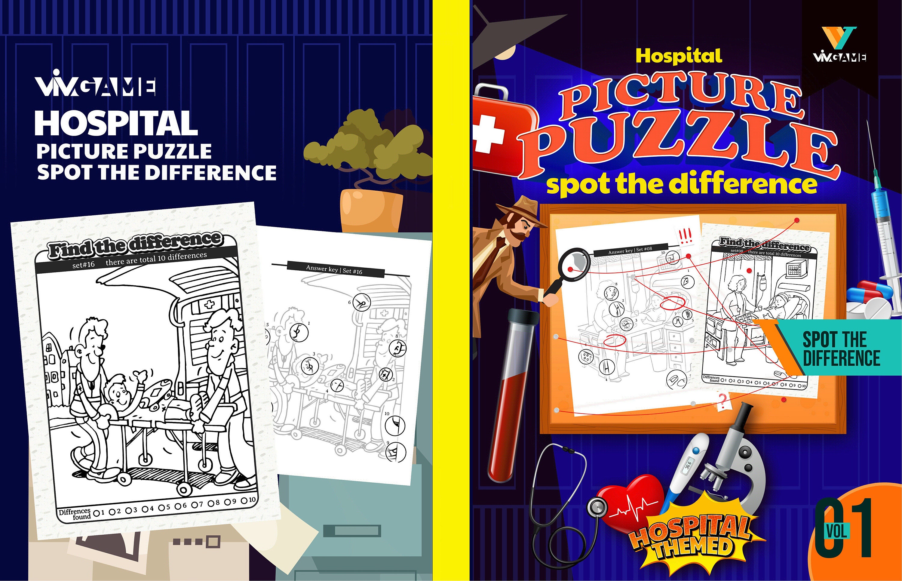 90+ Pages Hospital Themed Spot the Difference: 45 Hidden Images, Find ...