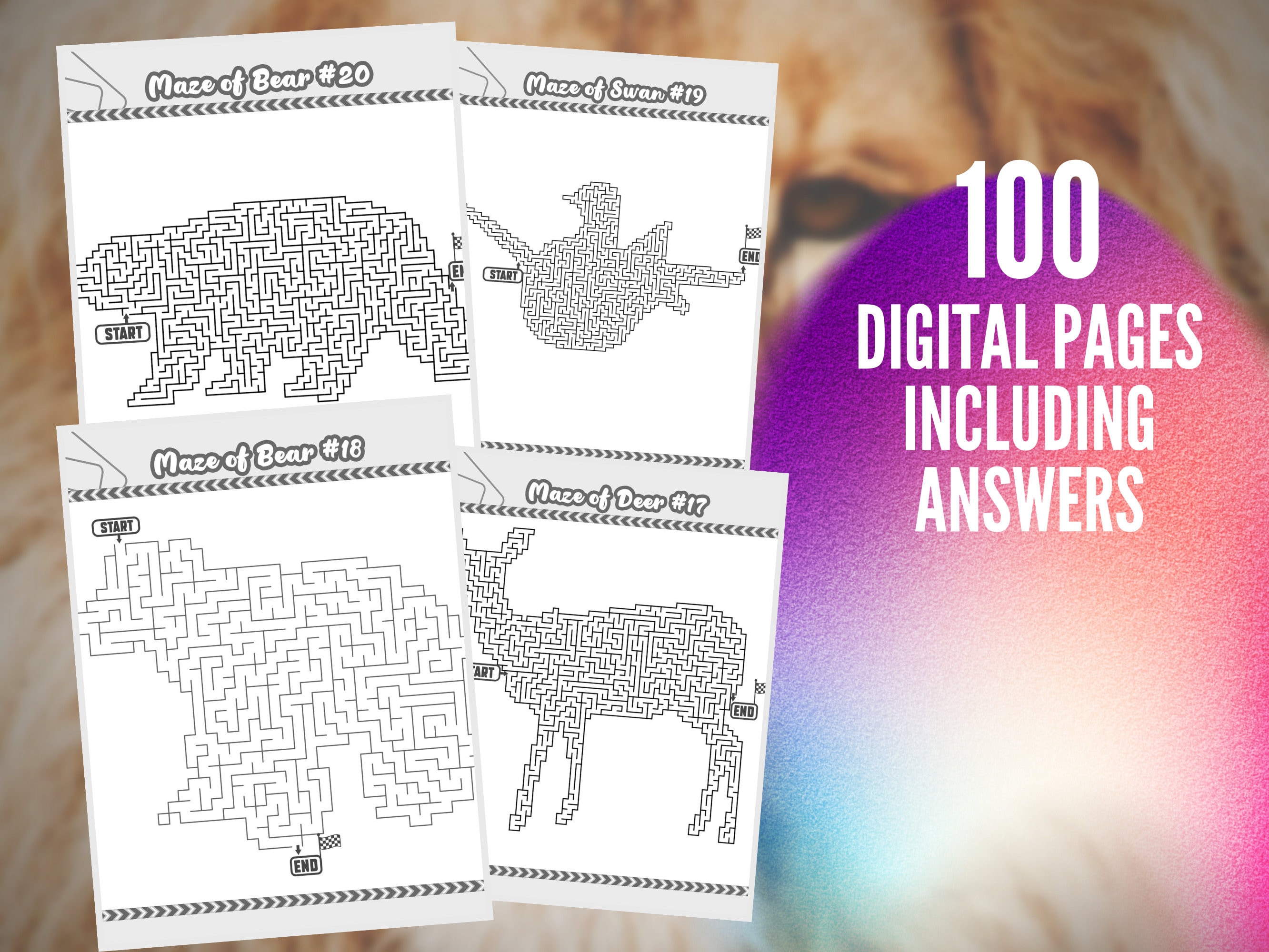 90 Animal Shaped Mazes for Kids for Ages 8-12 & Adults, an Amazing Fun ...