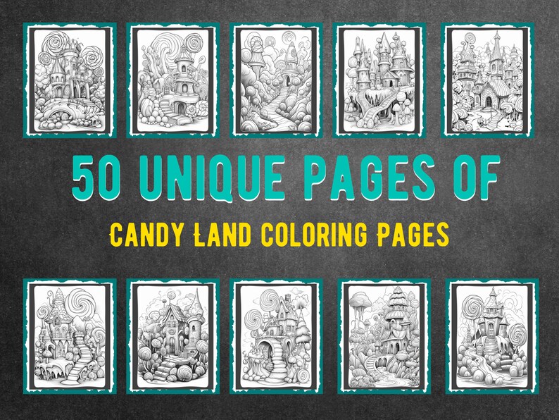 50 Candyland Printable Coloring PDF File, Dessert Coloring, Candy ...