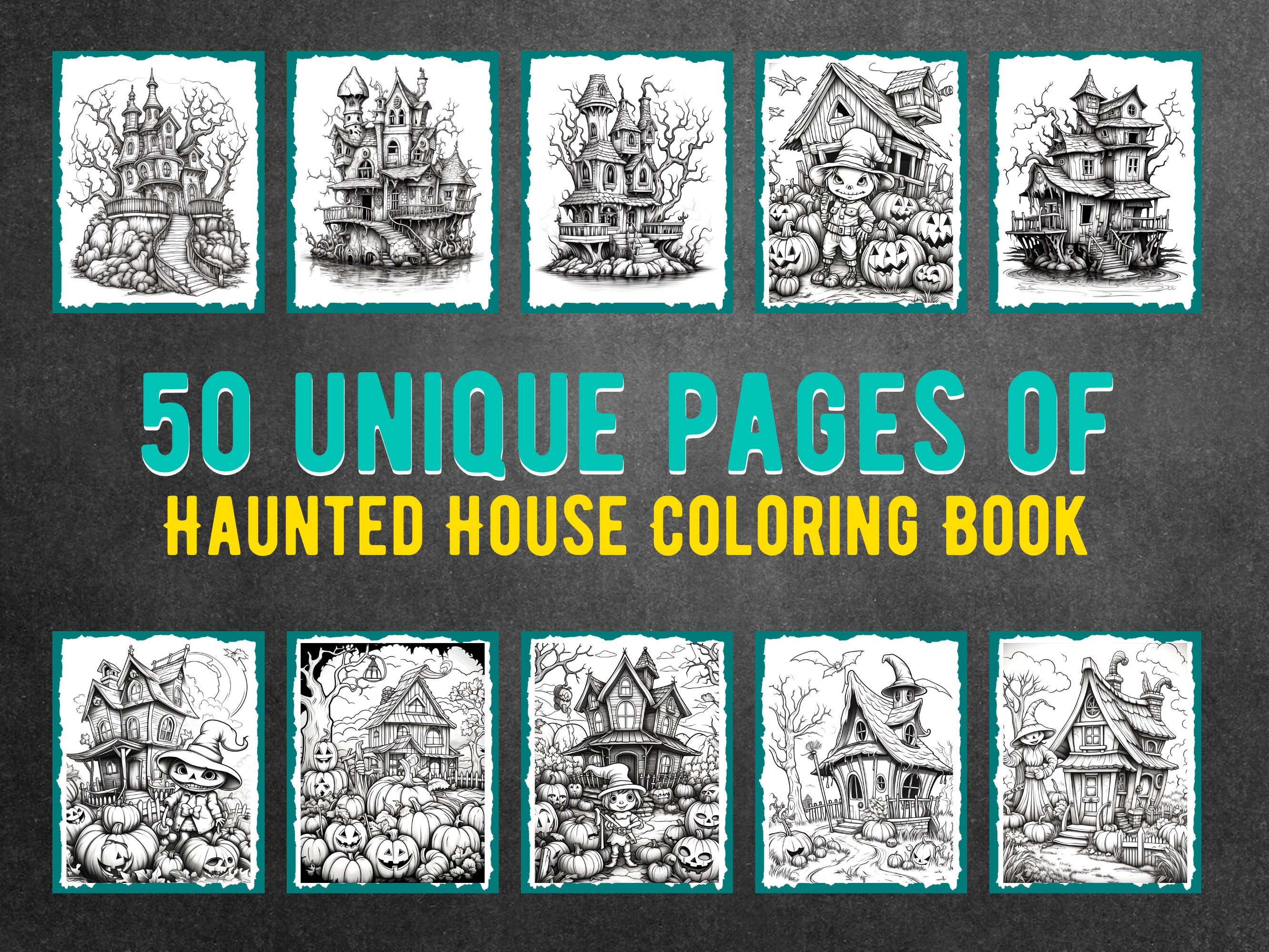 50 Pages Haunted House Coloring Page Part 1, Meditation Claming ...