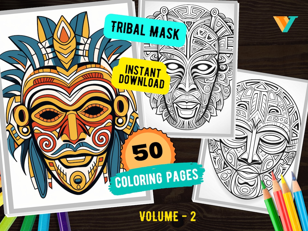 Tribal Native Mask Mandala Vol. 2 Coloring 50 Pages Instant Download ...