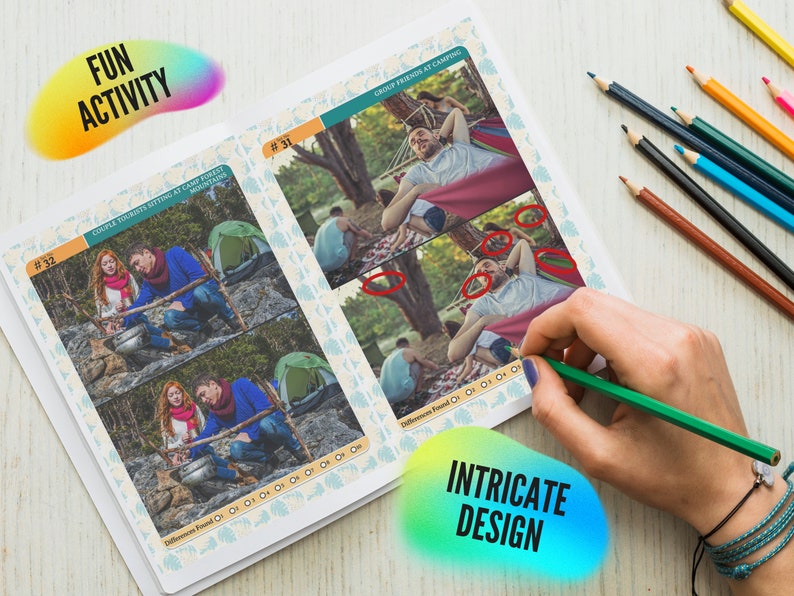 40 Camping Spot the Difference Printable Pages, Instant Download ...
