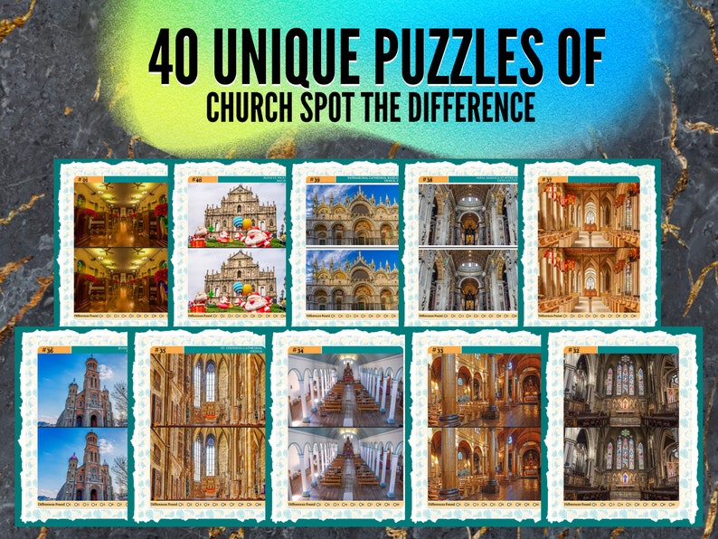Christian Church Lover Spot the Difference Puzzle Printable PDF, House ...
