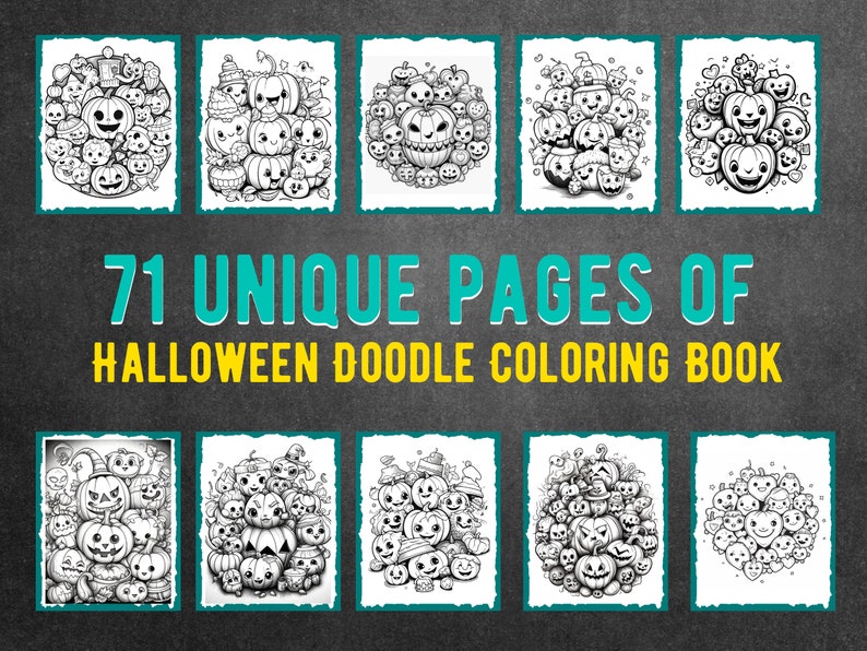 71 Halloween Doodle Coloring Pages for Adult and Kid, Printable PDF ...