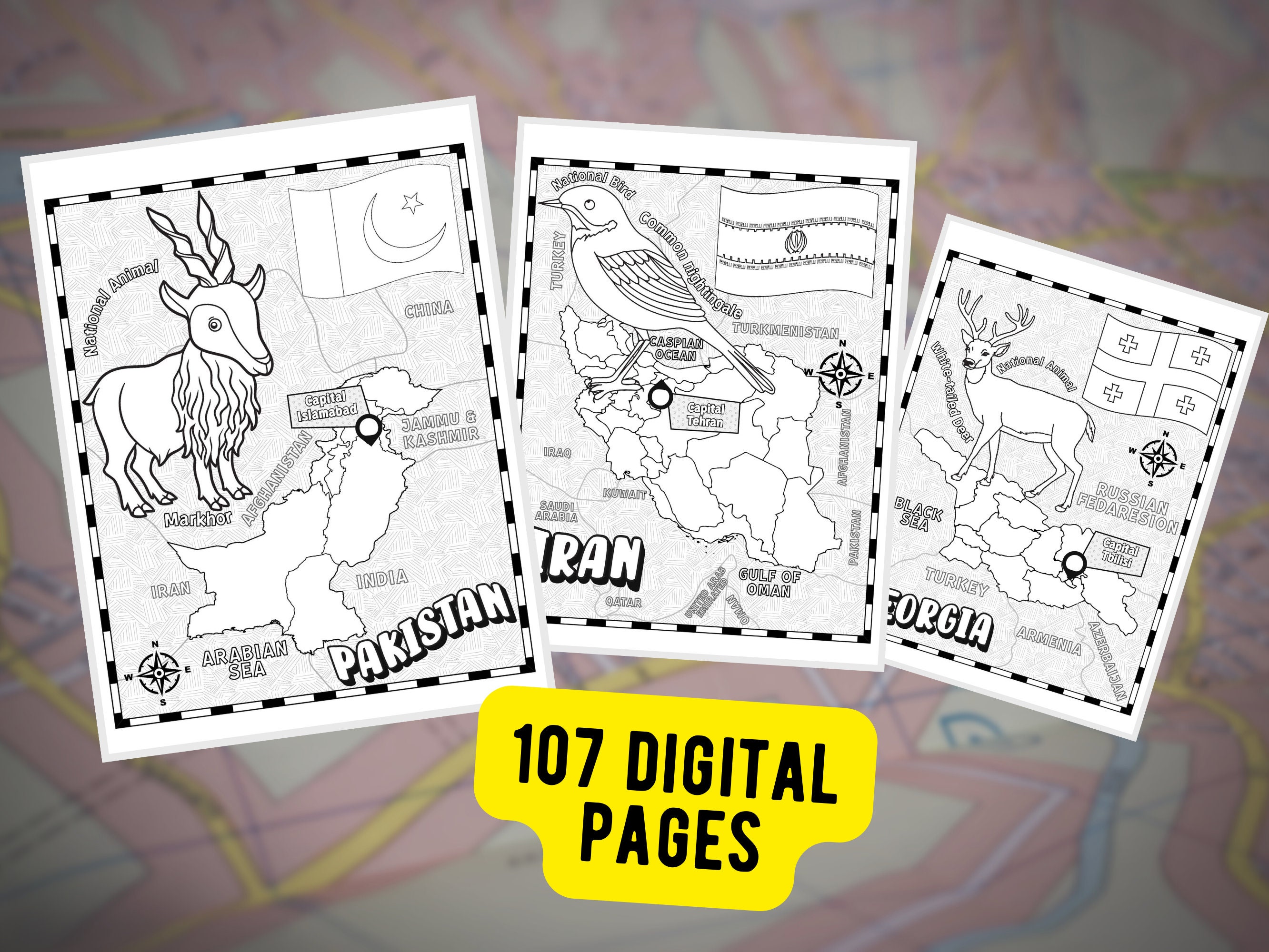 107 Pages Asia World Map Coloring Pages Geography Map Coloring Pages ...