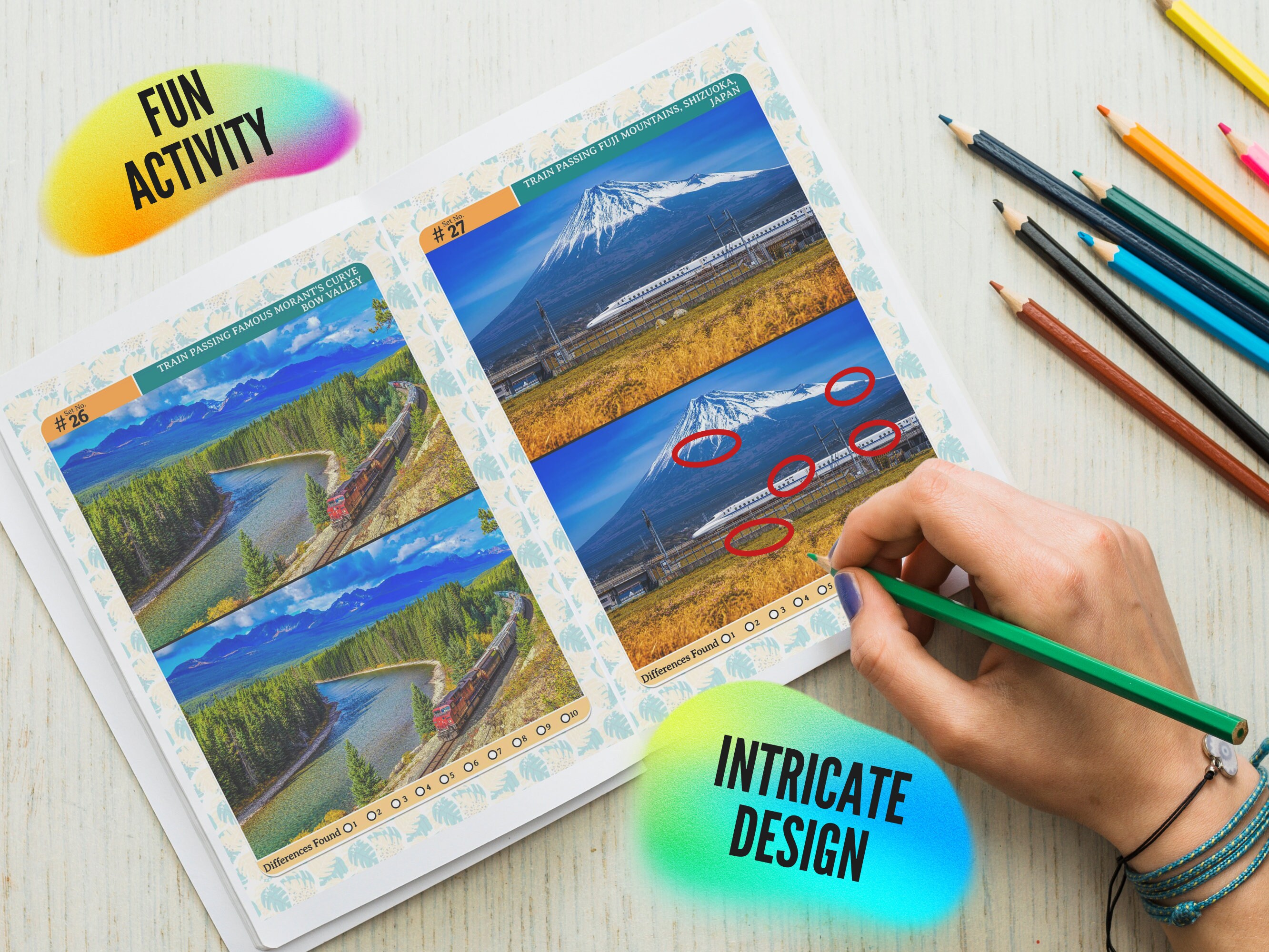 Train Spot the Difference Printable Pages, Find the Difference Instant ...