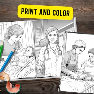 50 Pages Nursing Coloring Page Printable PDF, Professional Instant ...