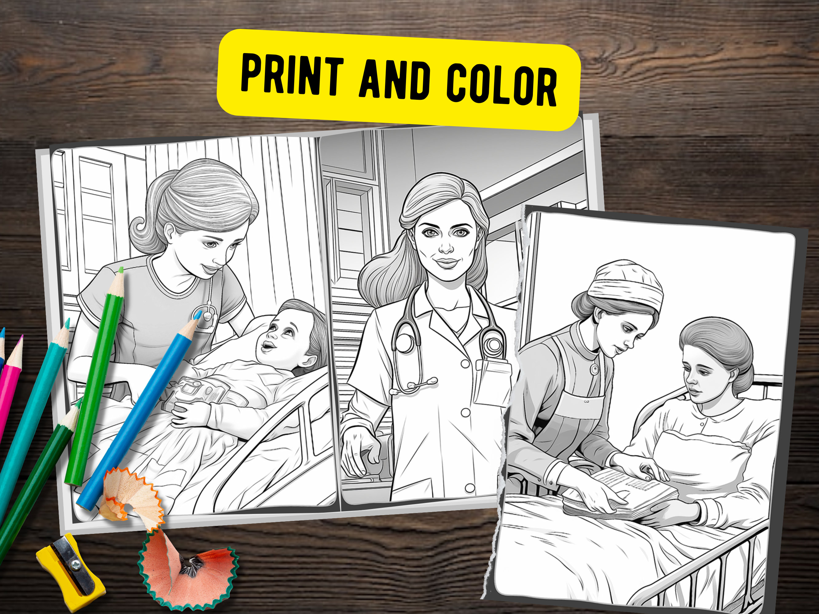50 Pages Nursing Coloring Page Printable PDF, Professional Instant ...