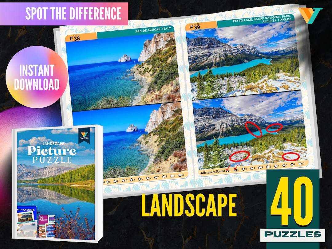 Landscape Spot the Difference, Coloring Printable Pages, Love Find the ...