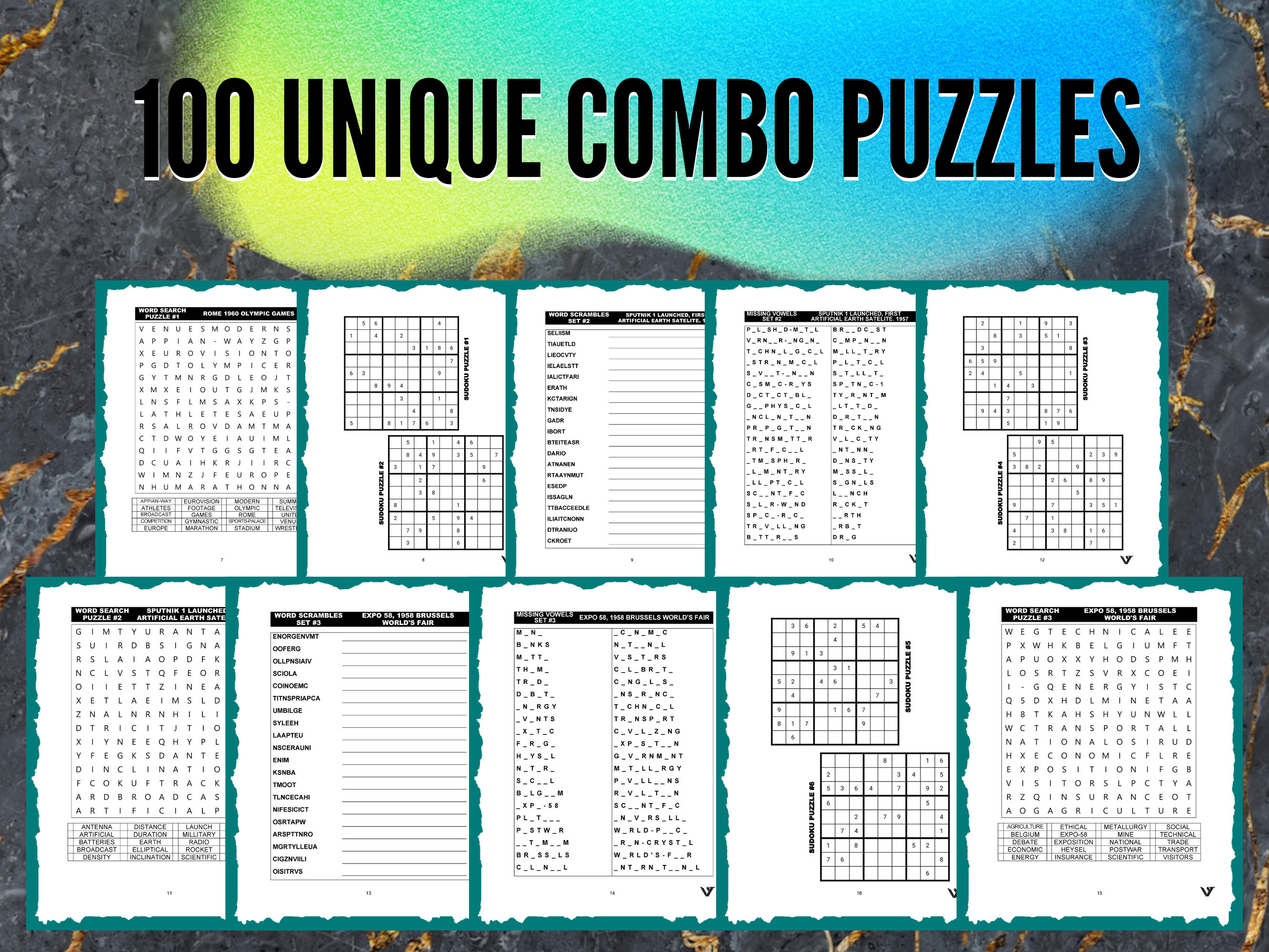 1950's Event Decade Puzzle Word Game V1 100 Pages, Printable PDF ...