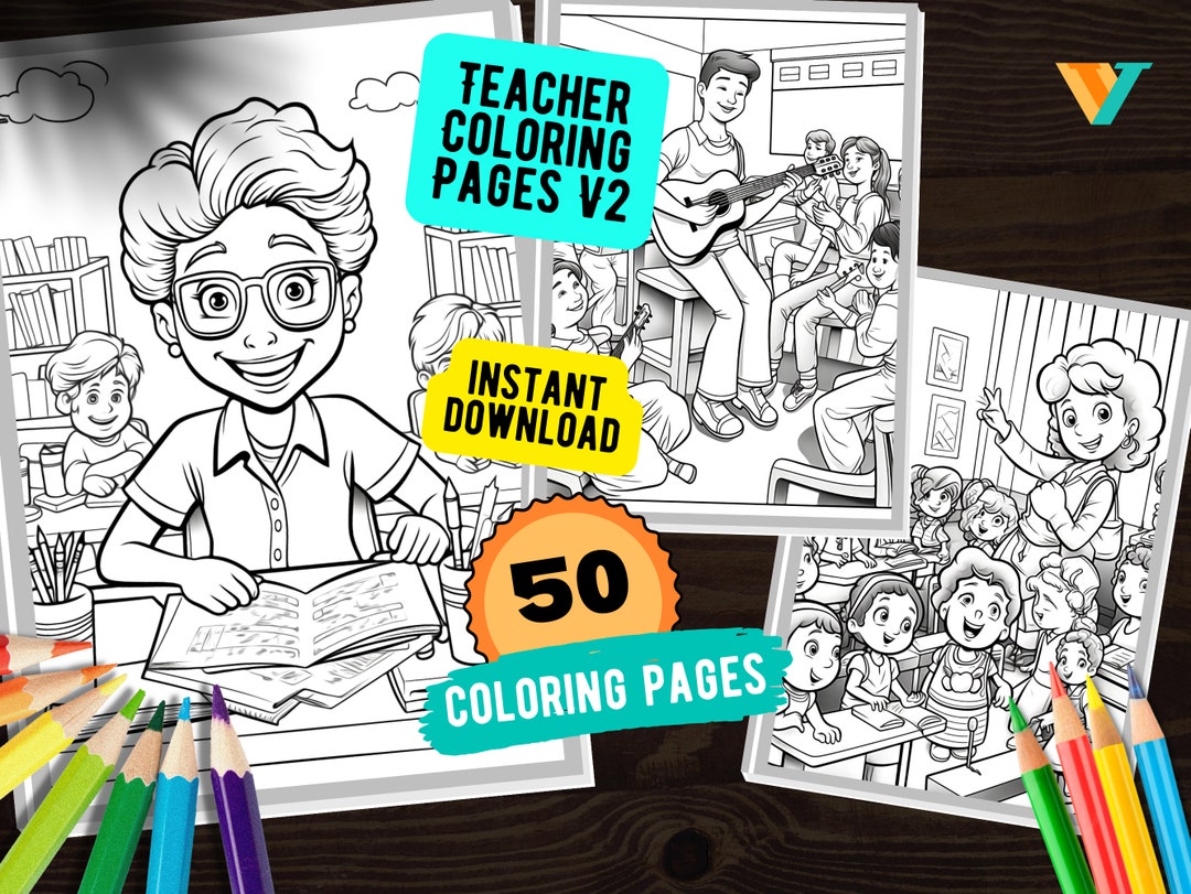 50 Teacher Coloring Pages, Printable PDF Digital Download, Gifts for ...