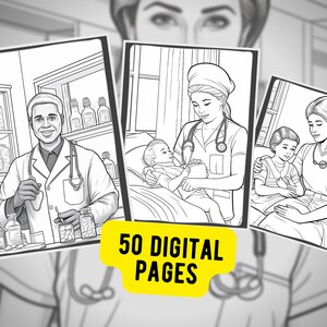50 Pages Nursing Coloring Page Printable PDF, Professional Instant ...