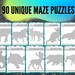 90 Pages of Animal Shaped Mazes Printable PDF for Kids of Ages 8-12 ...