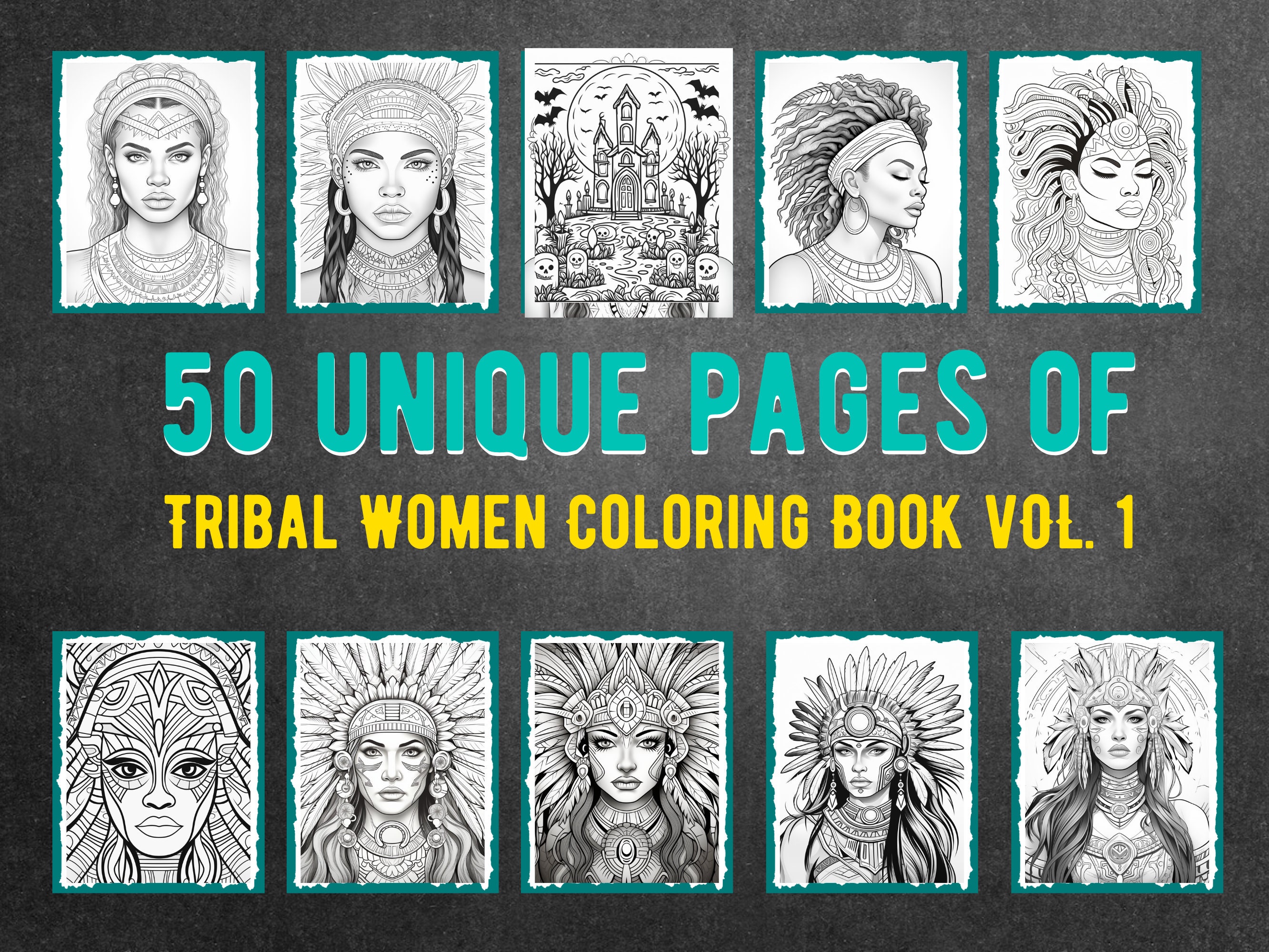 50 Native Tribal Women Mandala Coloring Pages, Instant Download, Native ...