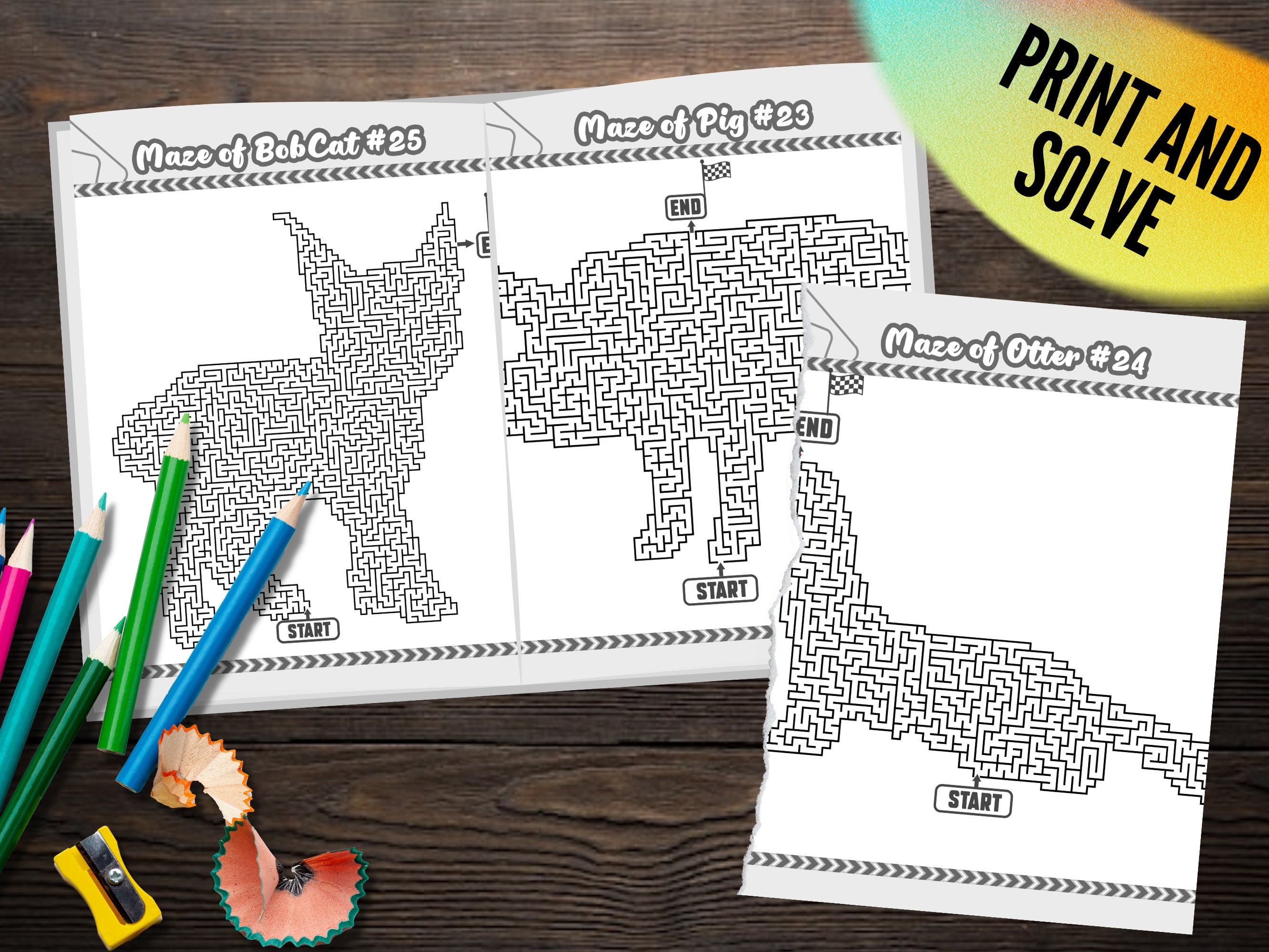 90 Animal Shaped Maze Games Puzzle, Kids Activities Kits for Ages 6-12 ...