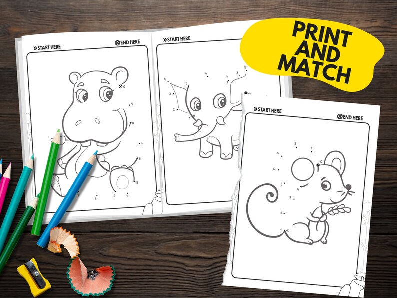 Animal Connect Dot Color Printable Book for Toddler, Connect Dots ...