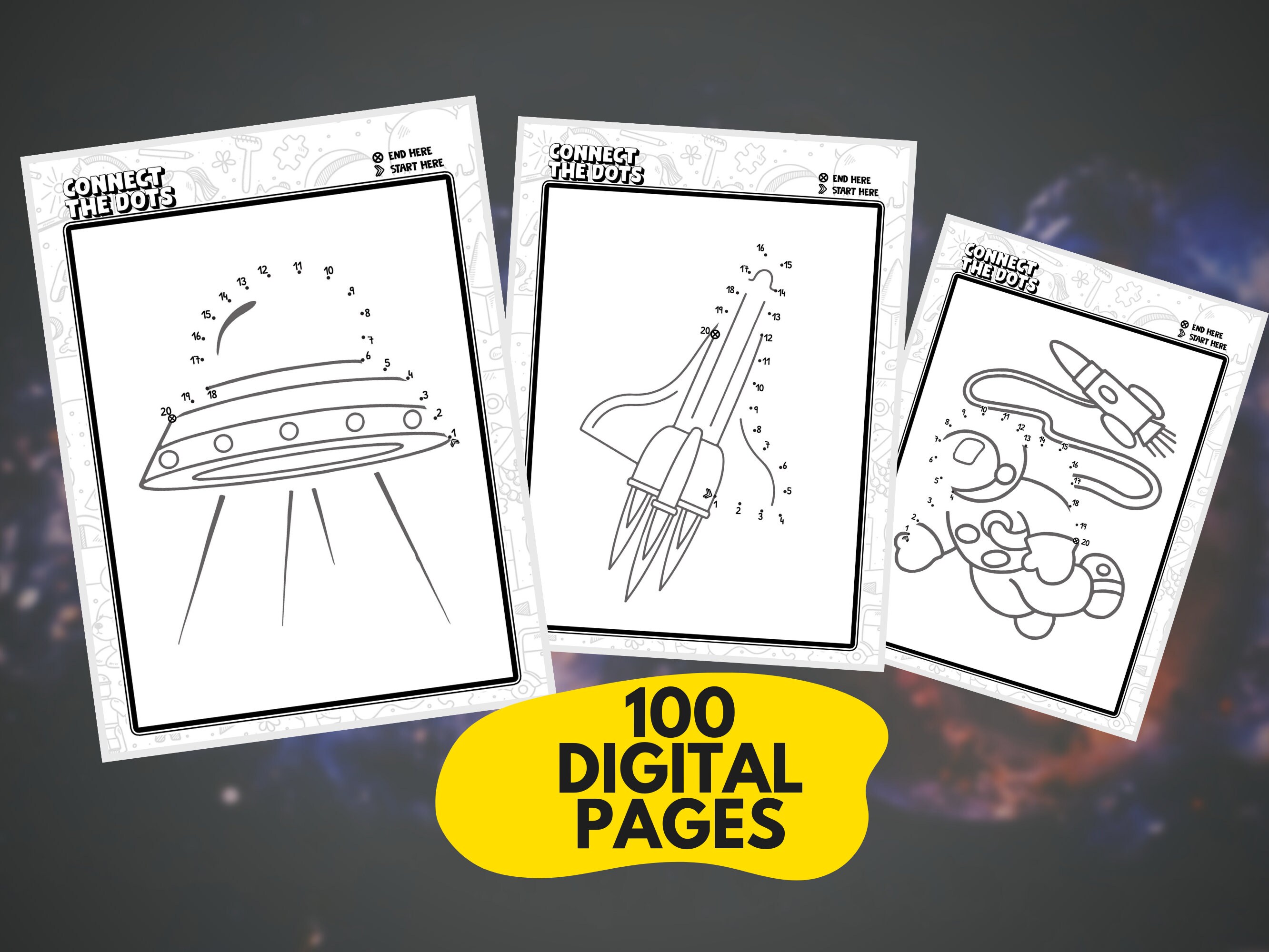 Galaxy and Space Connect the Dots Activity Pages Printable PDF for ...