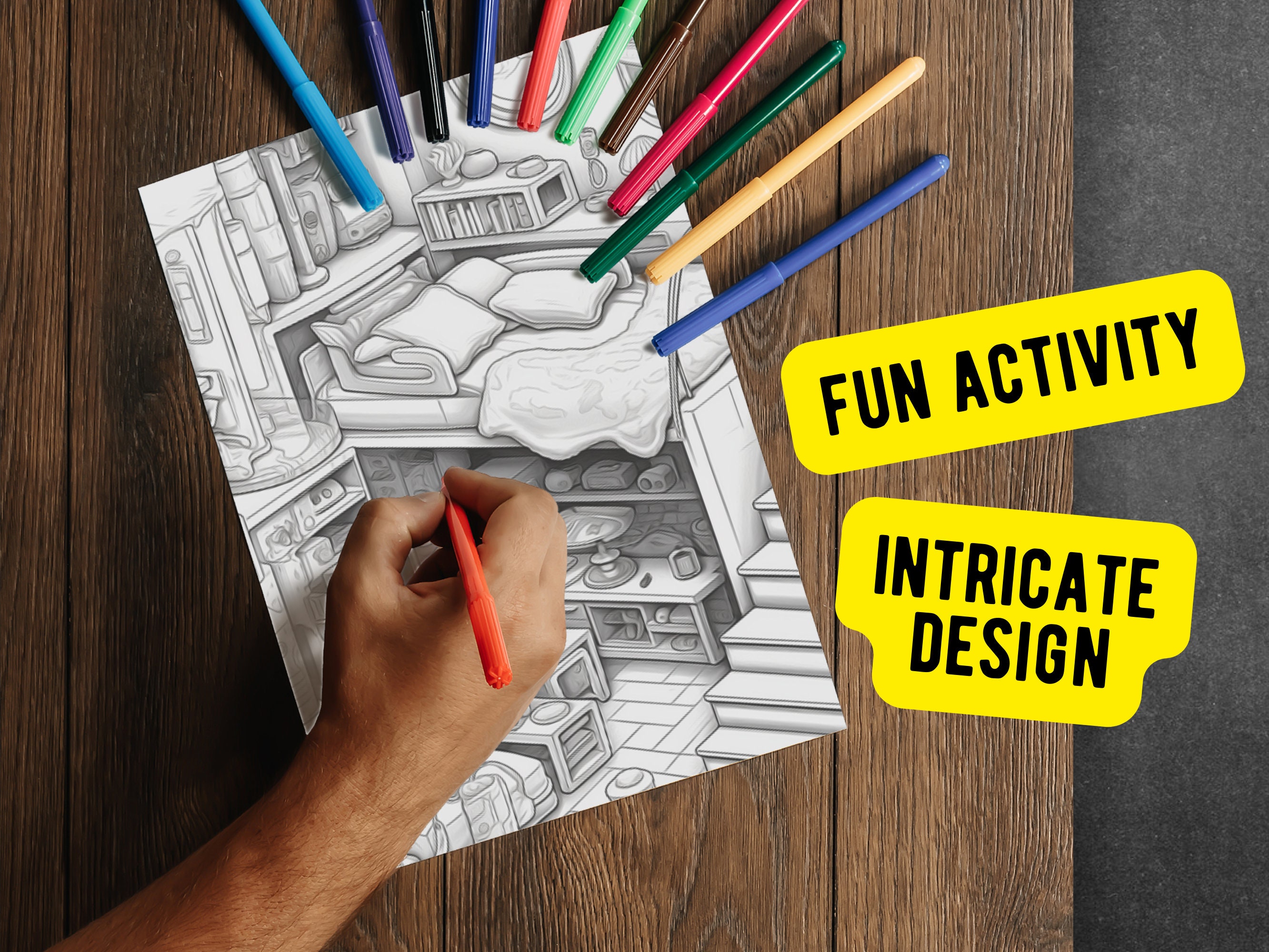 50 Isometric Pocket Room Coloring Pages Instant Download Printable PDF ...