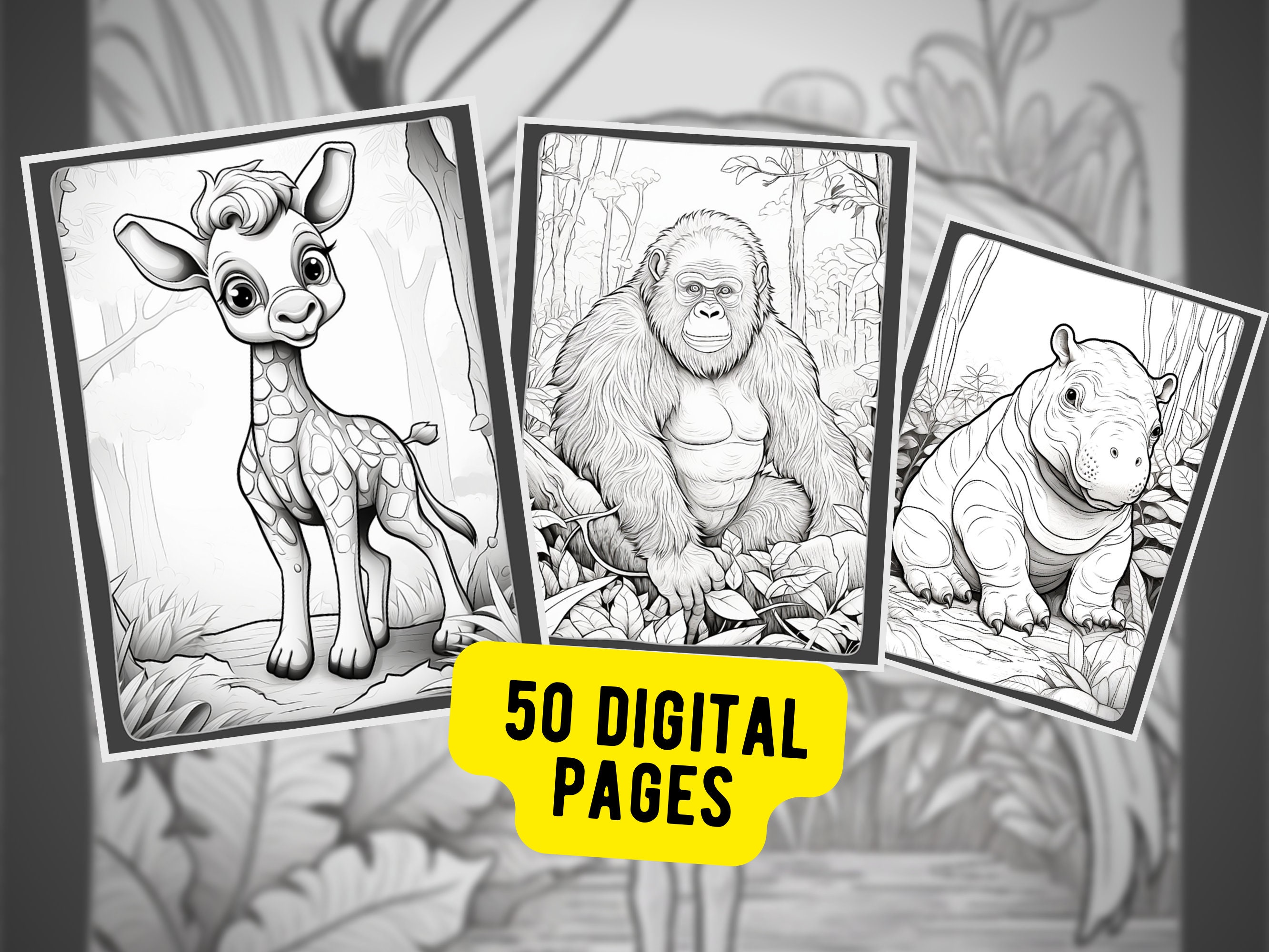 Safari Animals Wildlife Coloring Pages, 50 Printable PDF Sheets ...