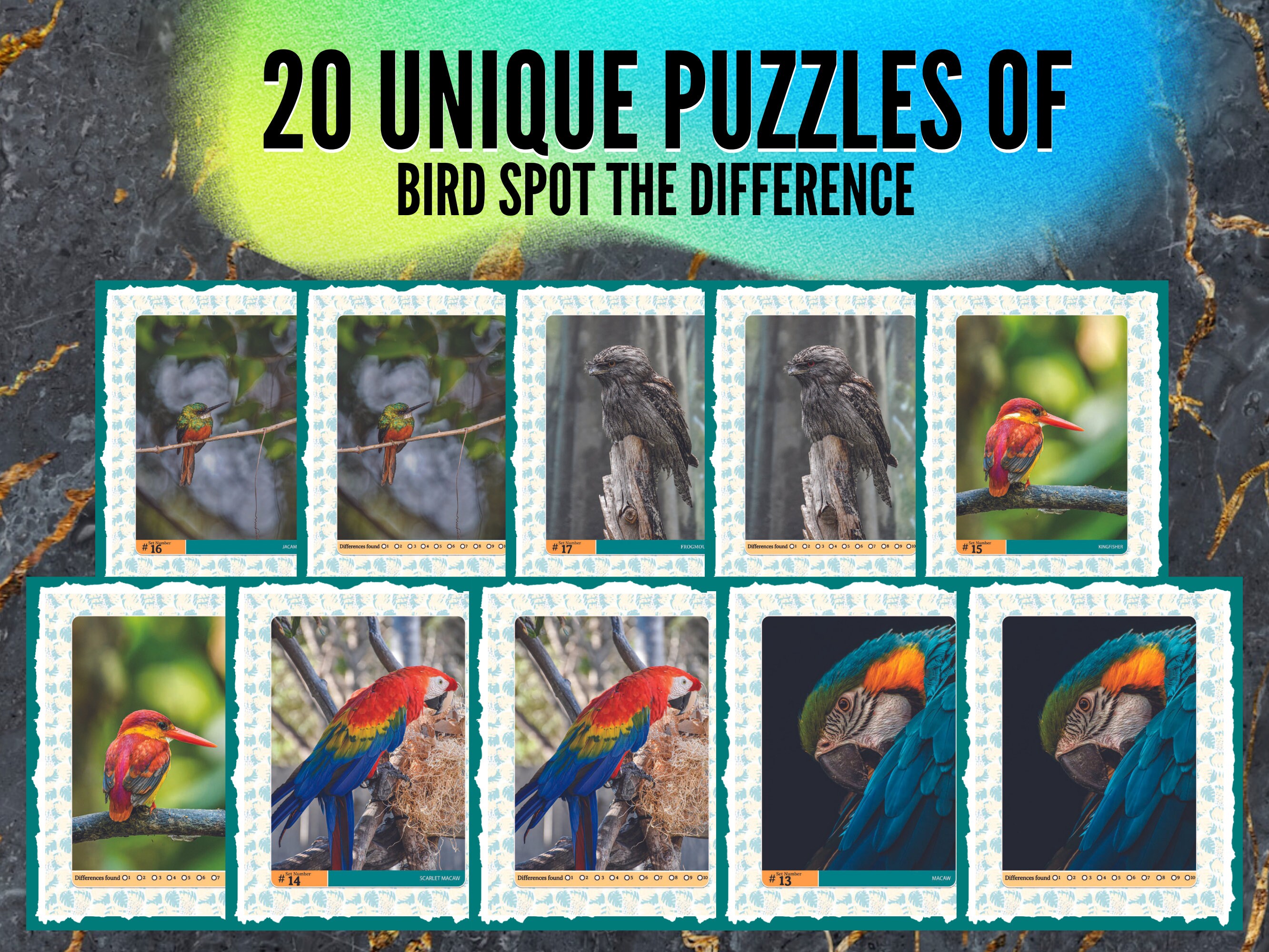 Bird Spot the Difference, Coloring Printable Pages, Love Find the ...