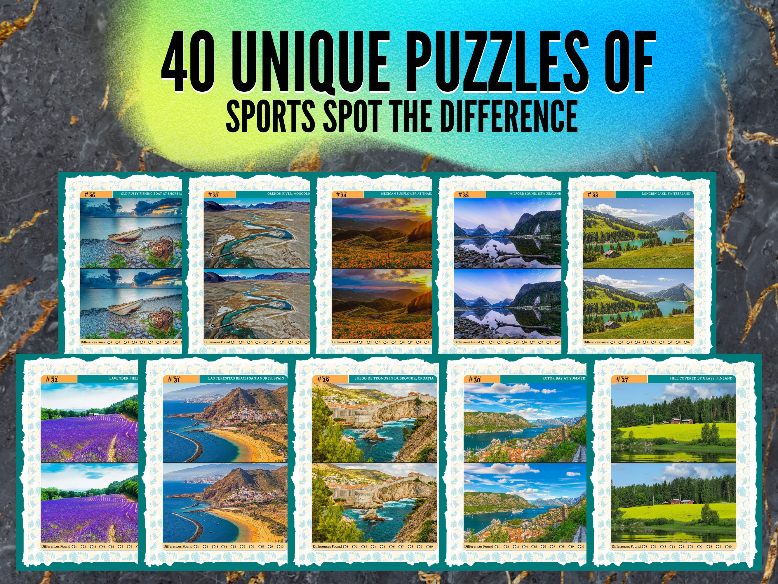 Landscape Spot the Difference, Coloring Printable Pages, Love Find the ...