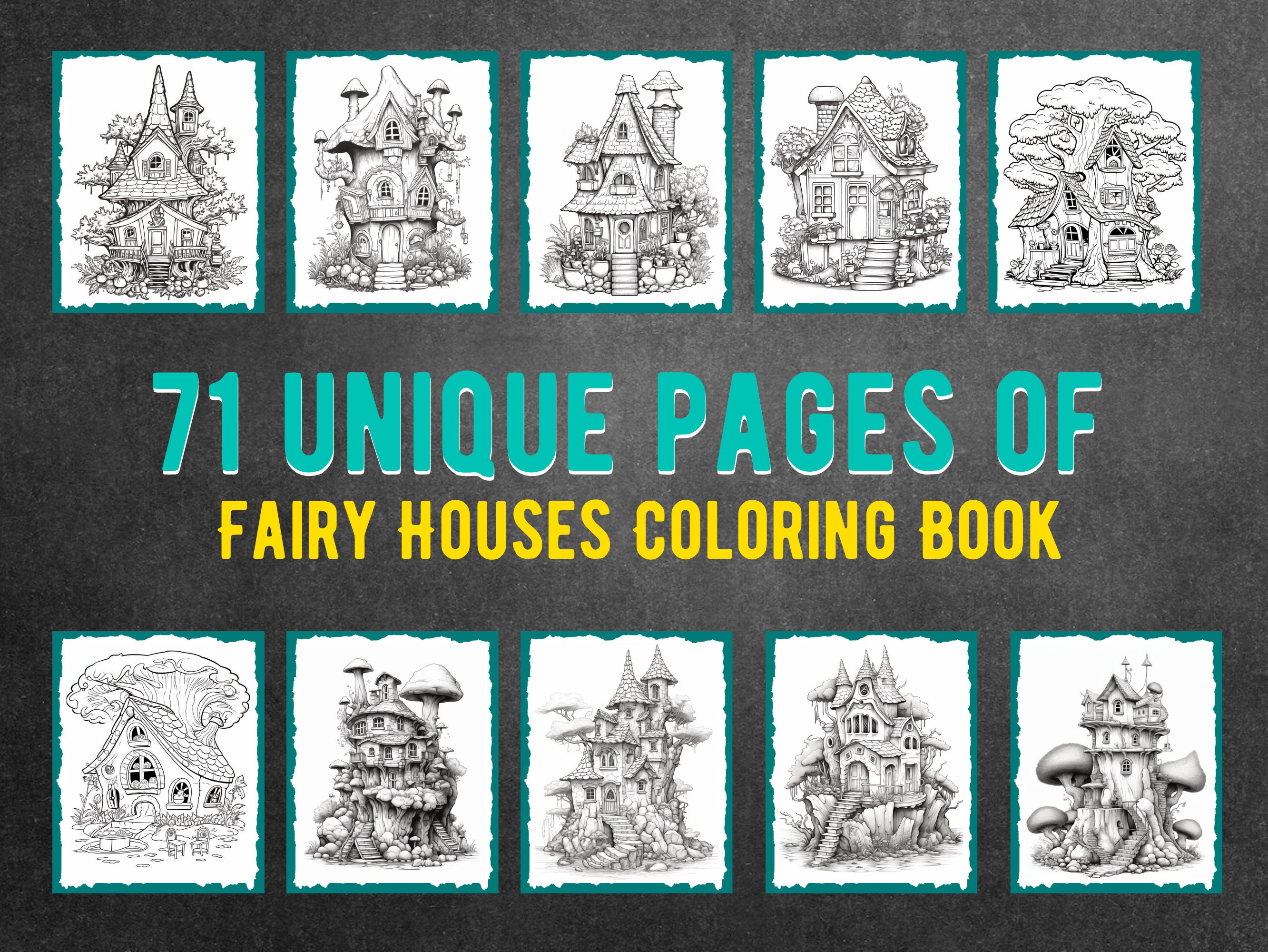 71 Land Fairy Houses Coloring Pages Instant Download Printable Adults ...