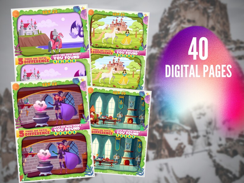 Fairy Tale Spot the Difference, Coloring Printable Pages, Love Find the ...