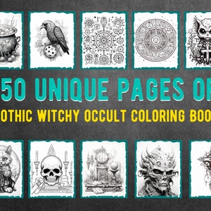 Gothic Witchy Occult 50 Coloring Pages for Adult, Instant Download ...