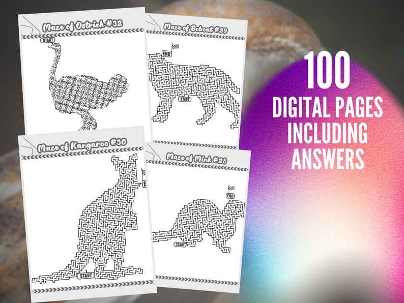 90 Animal Shaped Maze Games Puzzle, Kids Activities Kits for Ages 6-12 ...