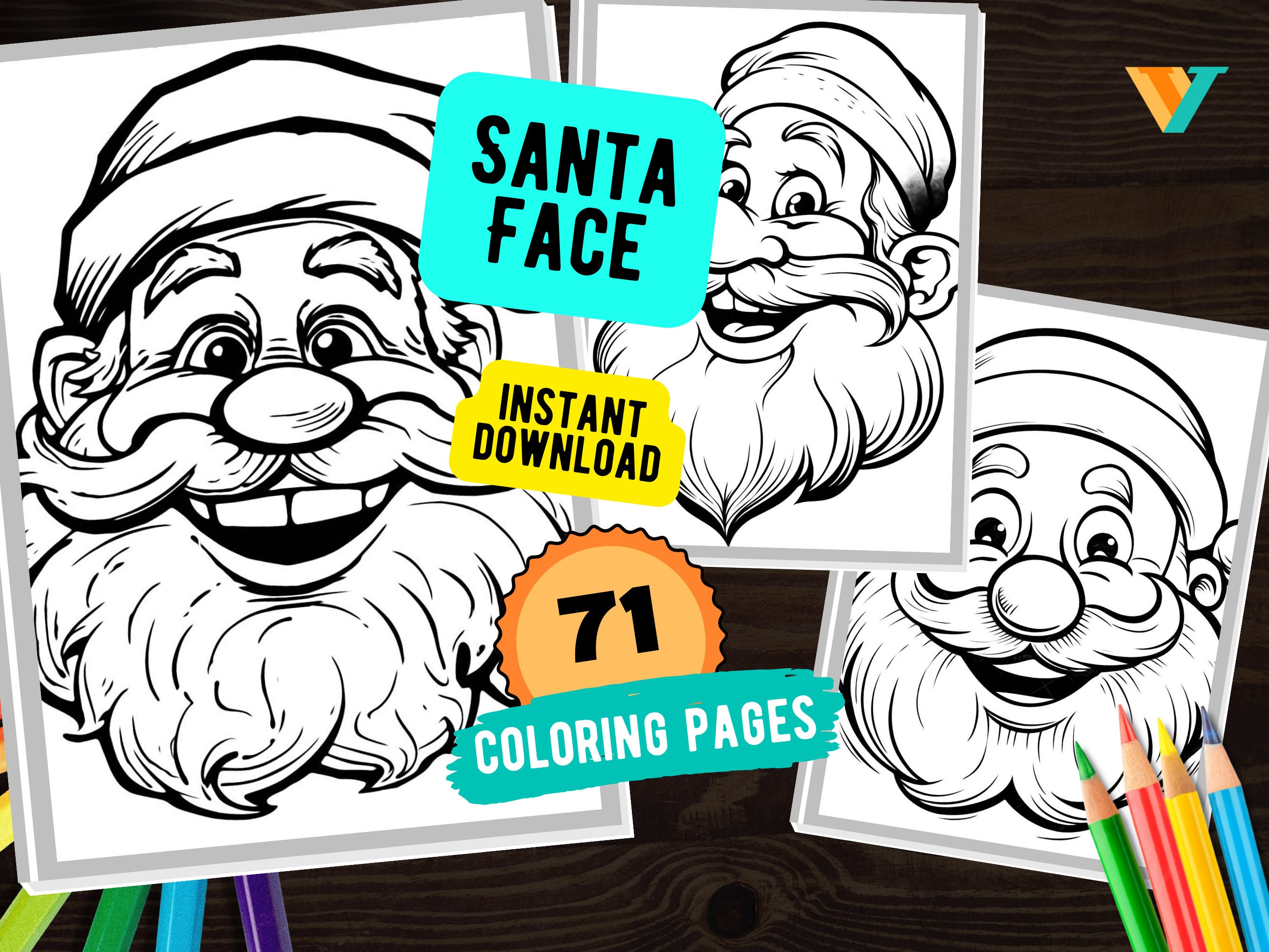Santa Face Coloring Pages