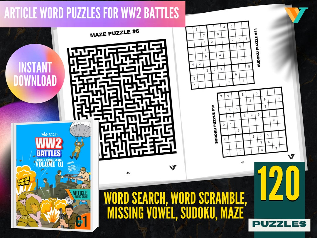 120 WW2 Battles Related Word Search, Word Puzzle Game V1 Printable PDF ...
