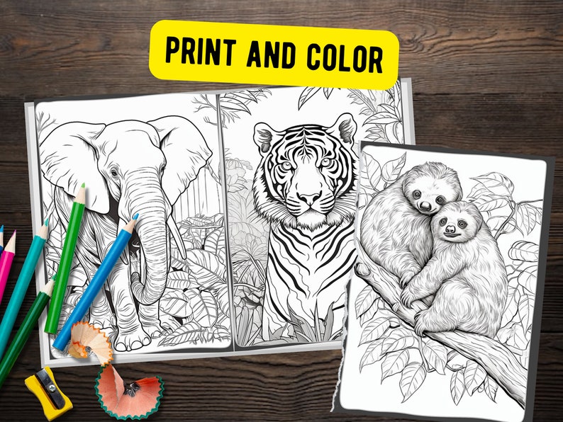 50 Wild Animal Coloring Pages Printable PDF, Nature Coloring Book ...