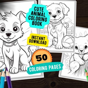 50 Pages Cute Animal Coloring Page, Meditation Calming Coloring Pages ...
